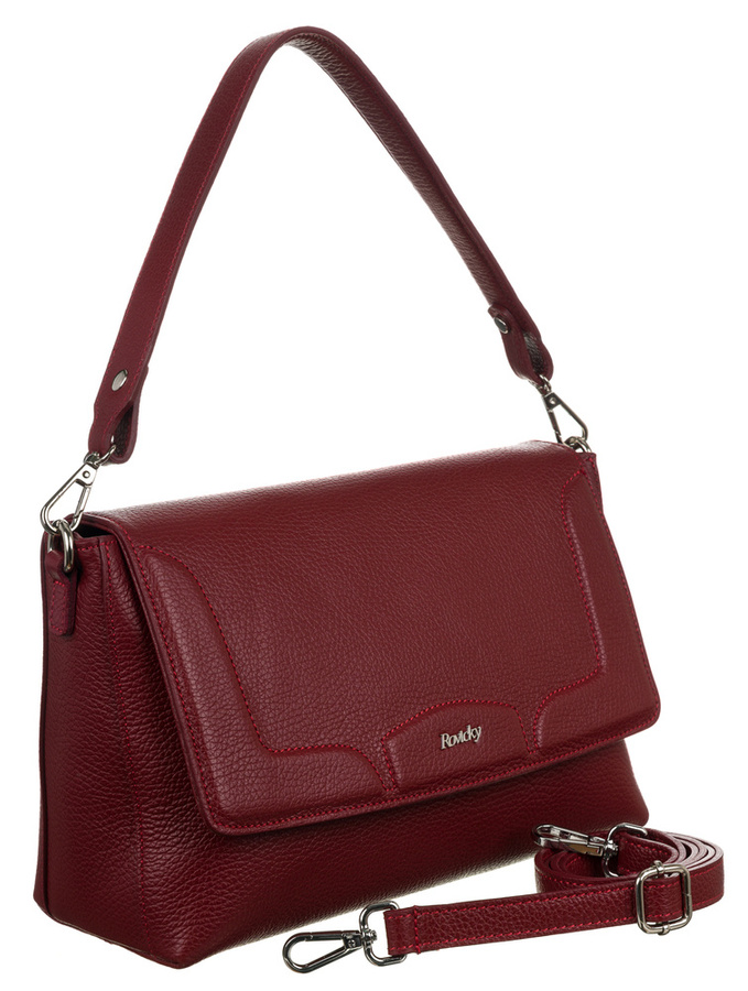 Listonoszka z subtelnie tłoczoną klapką, włoska skóra naturalna - Rovicky | Zamów na CedarDrop.com